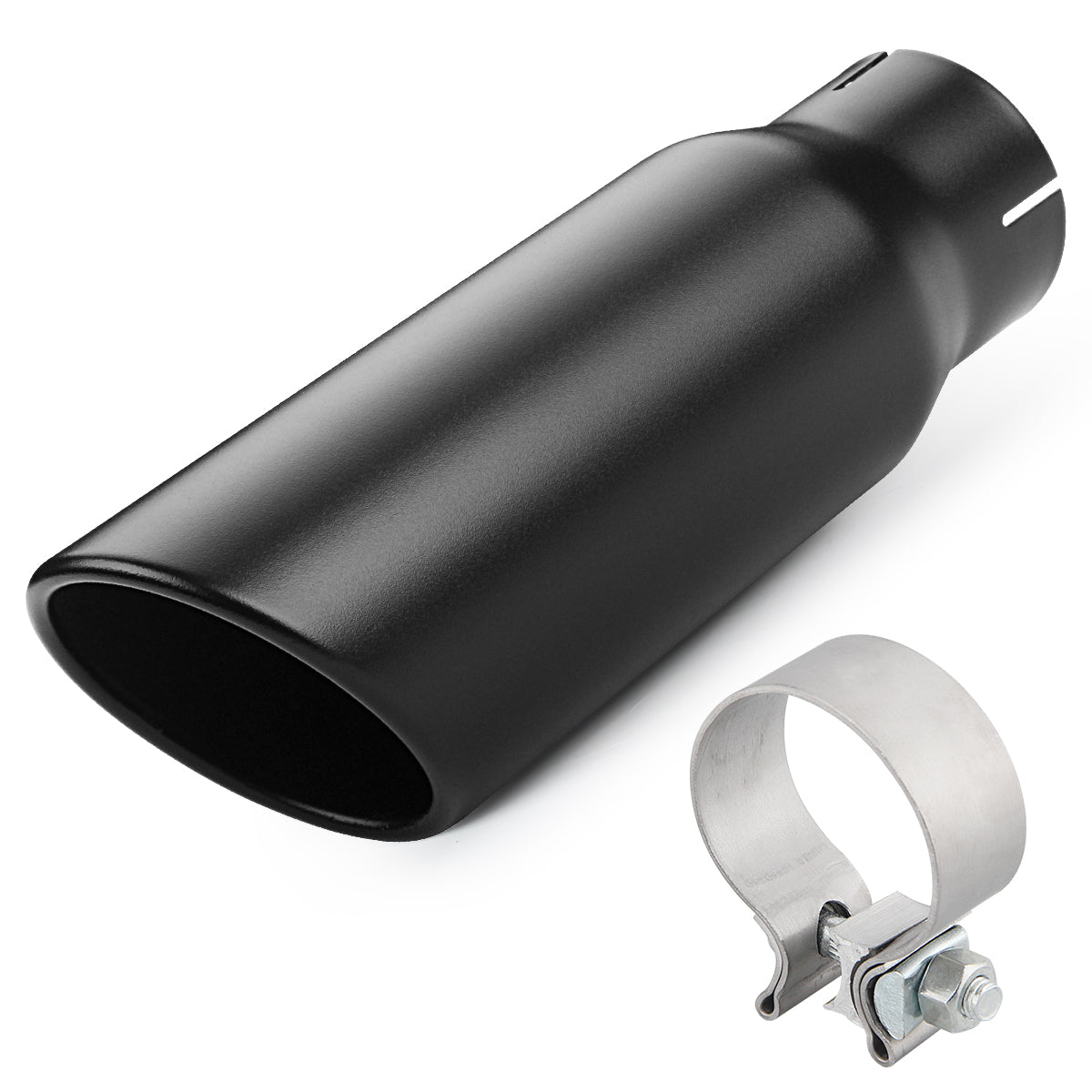 3 Inch Inlet Black Exhaust tip,3" x 4" x 12" Clamp On Stainless Steel ...